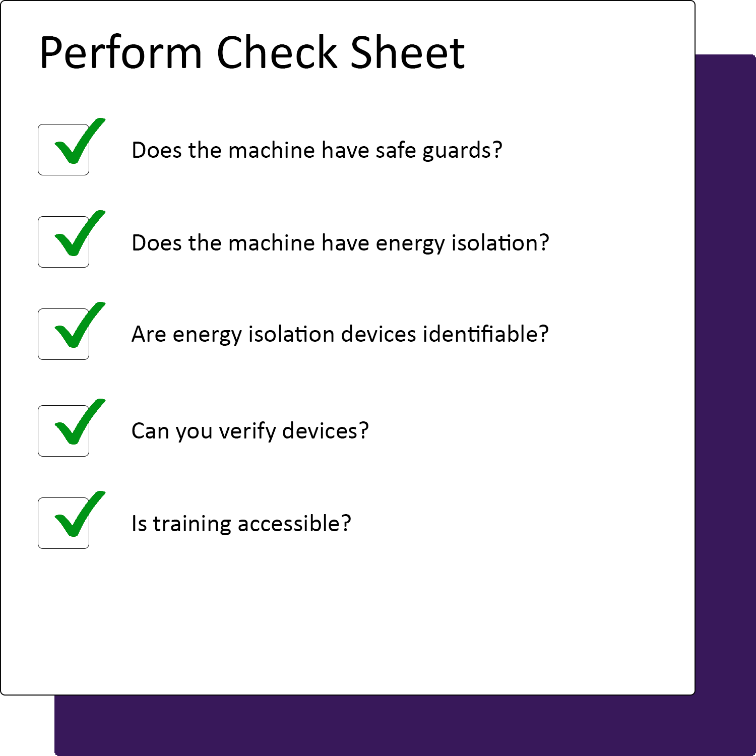 Safety Check Sheets – Simpletrak